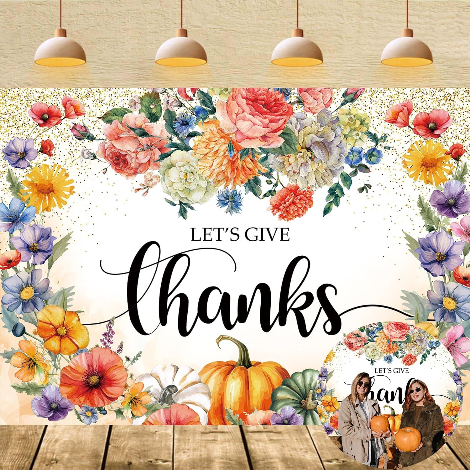 Lets Give Thanks Backdrop Autumn Thanksgiving Photography Background ...