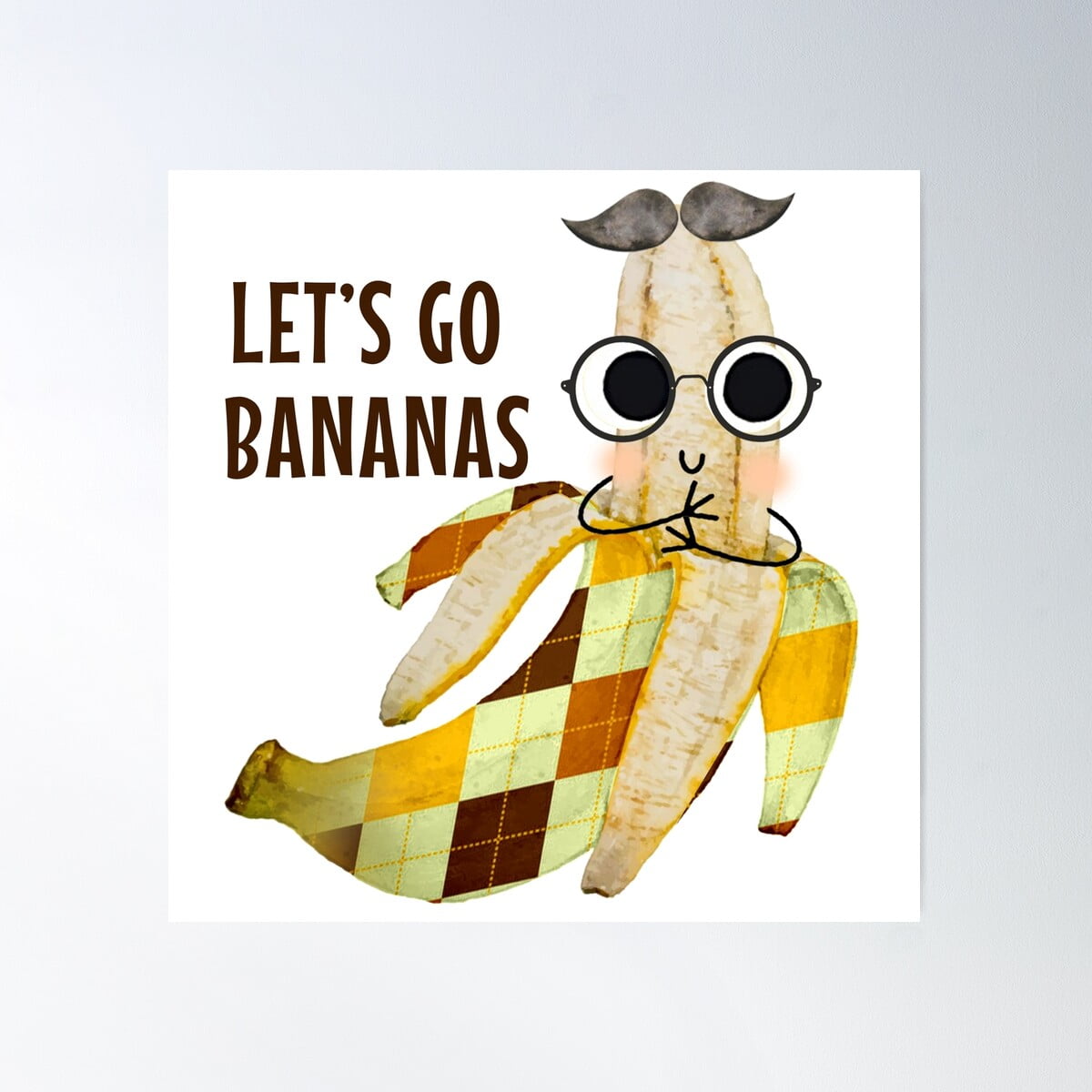 Lets Go Bananas - Banana Food Pun Poster Wall Art, Modern Wall Decor ...