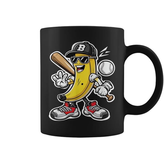 Lets Go Bananas Banana Playing Baseball Baseball Player Coffee Mugs ...