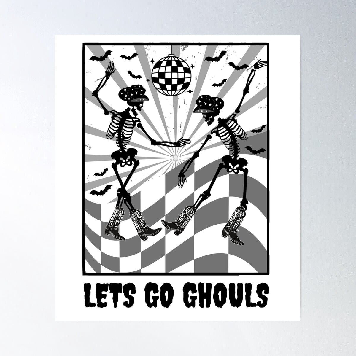 Lets Go Ghouls Black Poster Wall Art, Modern Wall Decor For Living Room ...