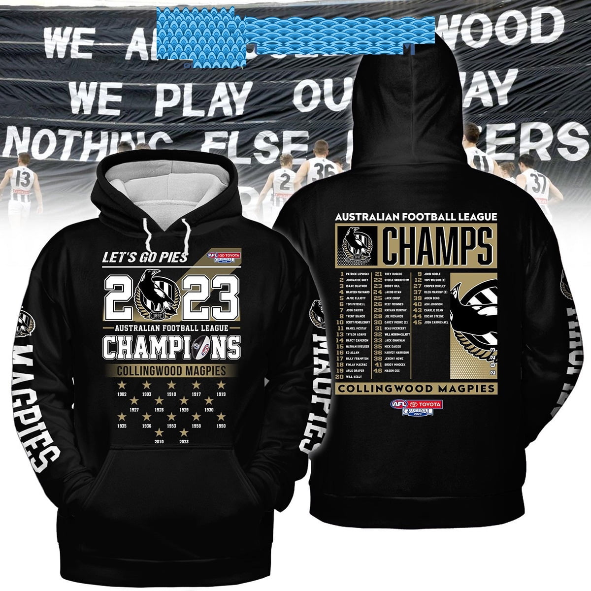Lets Go Pies 2023 Premiers Collingwood Magpies Hoodie T Shirt - Walmart.com