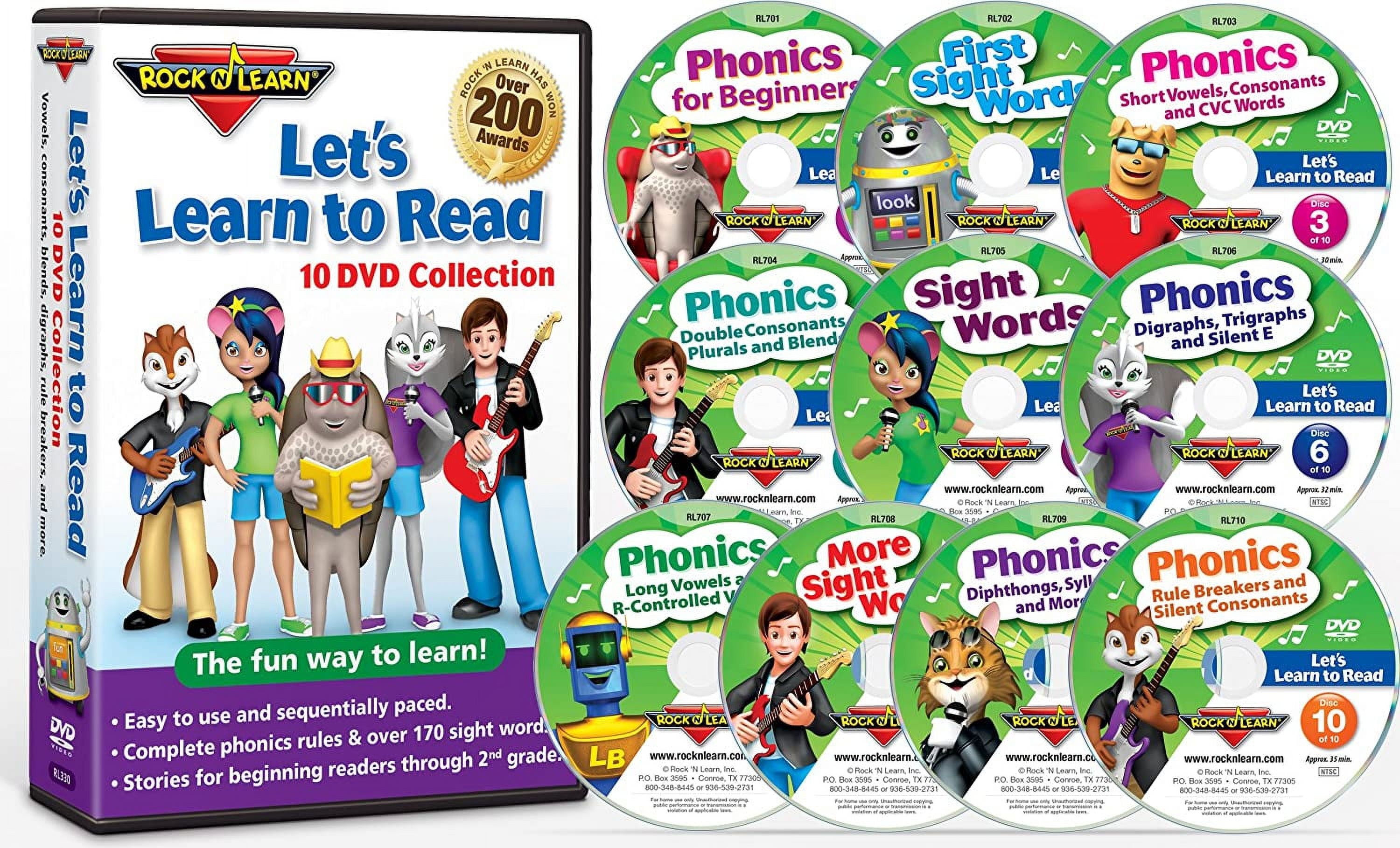 Let’s Learn to Read 10 DVD Collection by Rock ‘N Learn (170 sight words ...