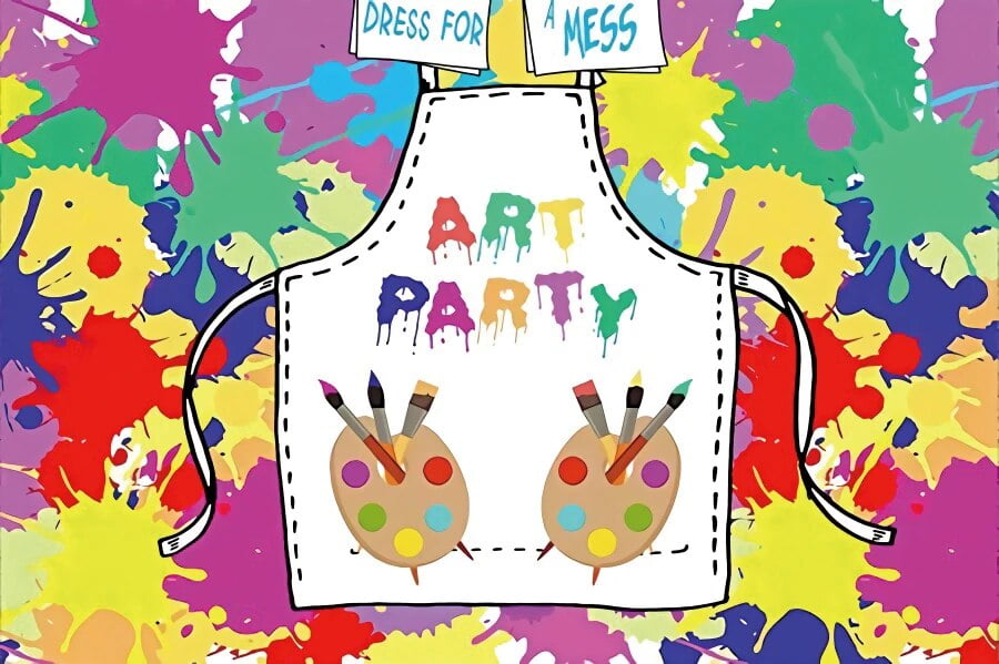 Lets Paint Backdrop Birthday Party Painting a Mess Splatter Colorful ...