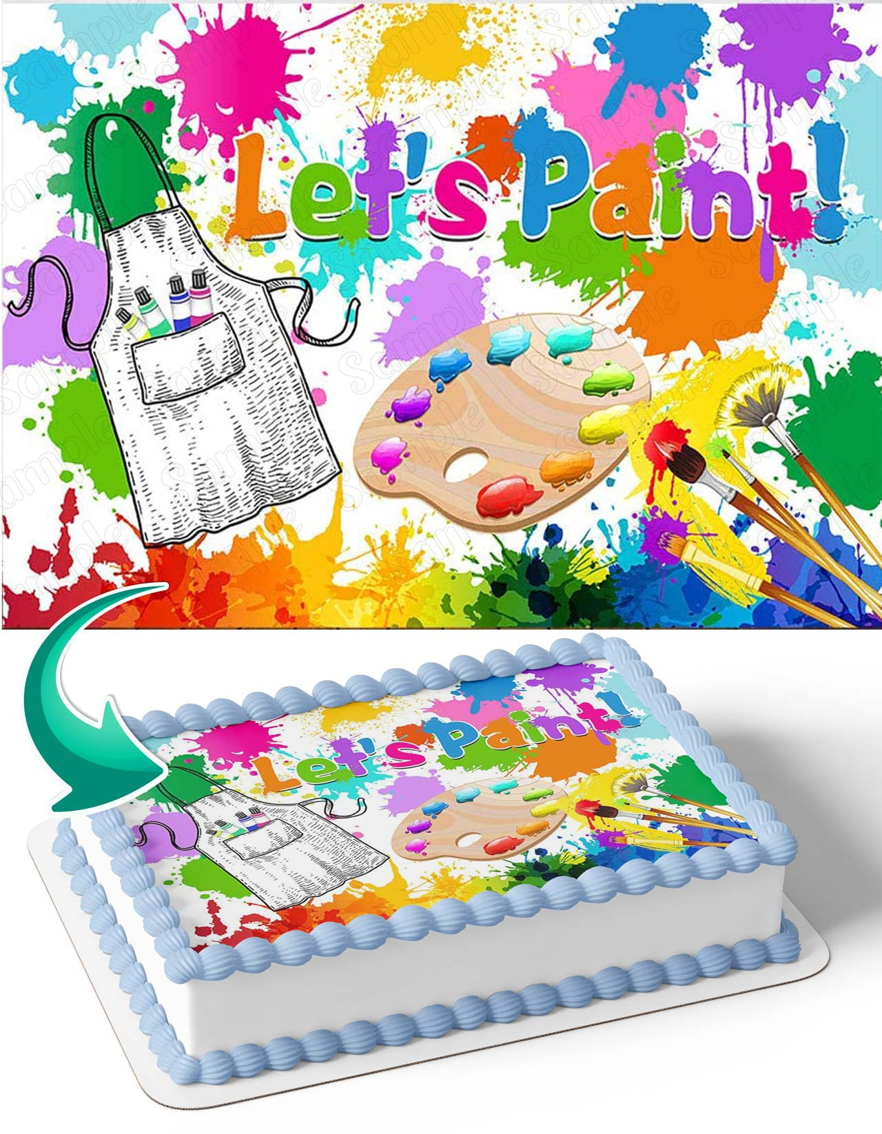 Lets Paint Splash Painting Art Edible Image Cake Topper Personalized ...