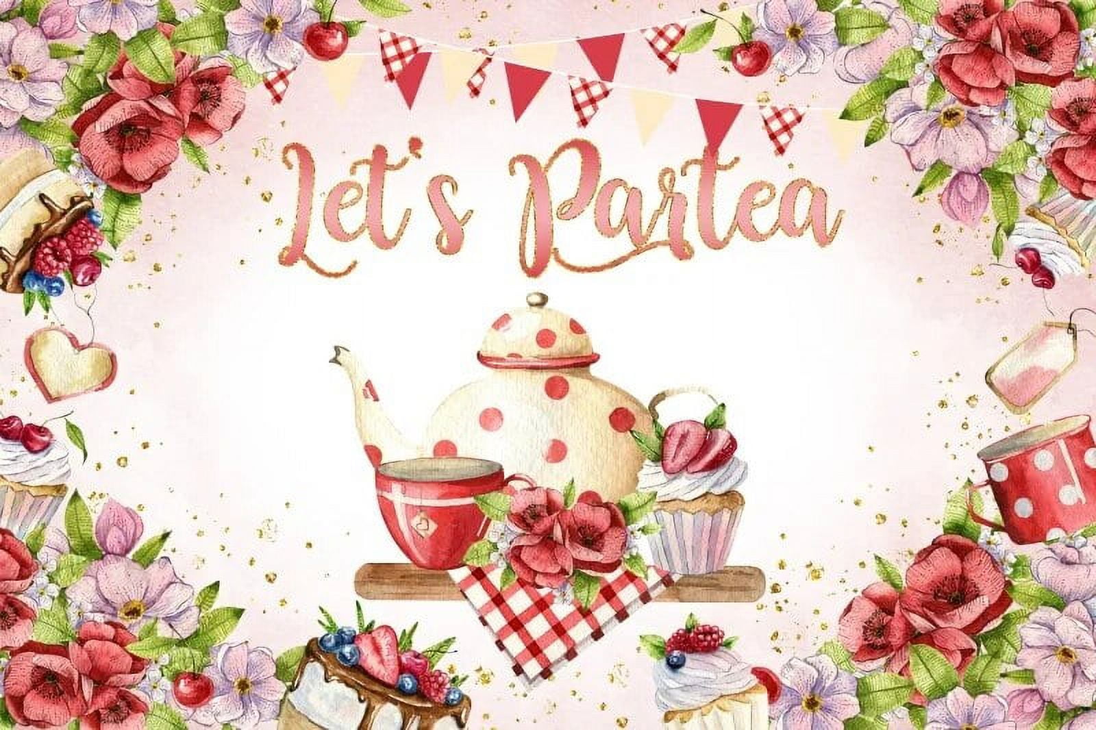 Lets Partea Backdrop Spring Pink Floral Glitter Sweet Girl Garden ...