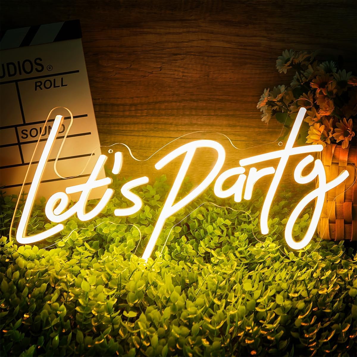 Lets Party Neon Sign for Party Wall Decor, 16.5x8.4 inch Compact Neon ...