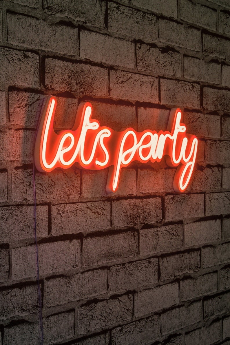 Lets Party Neon Wall Sign Handmade Customized Led Light Decor - Red ...