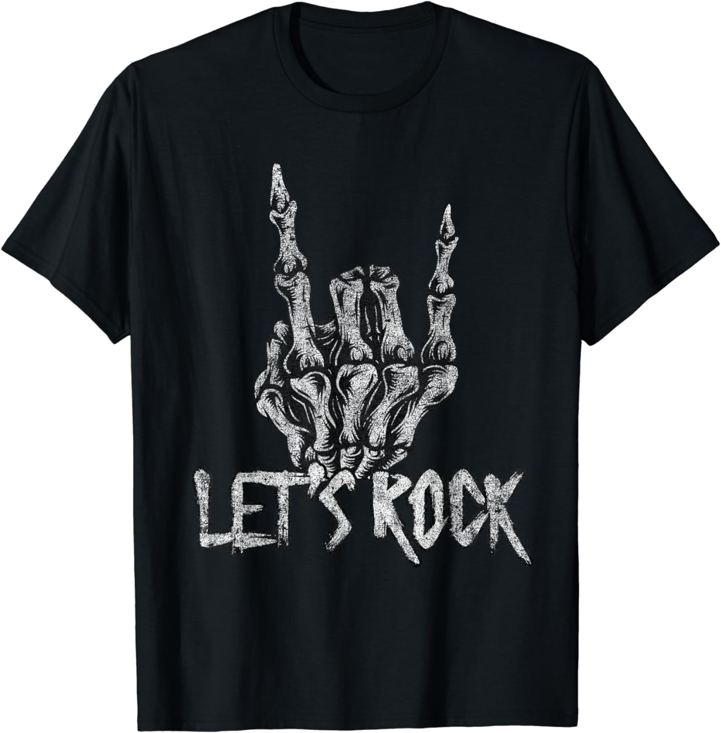 Lets Rock Band Tees - Rock And Roll Halloween Skeleton Hand T-Shirt ...