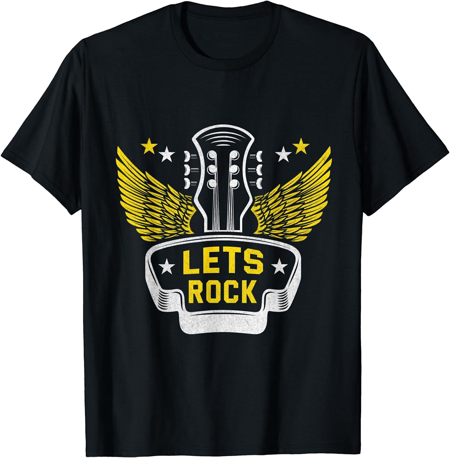 Lets Rock Retro Rock Legend Rock and Roll Music Guitar T-Shirt ...