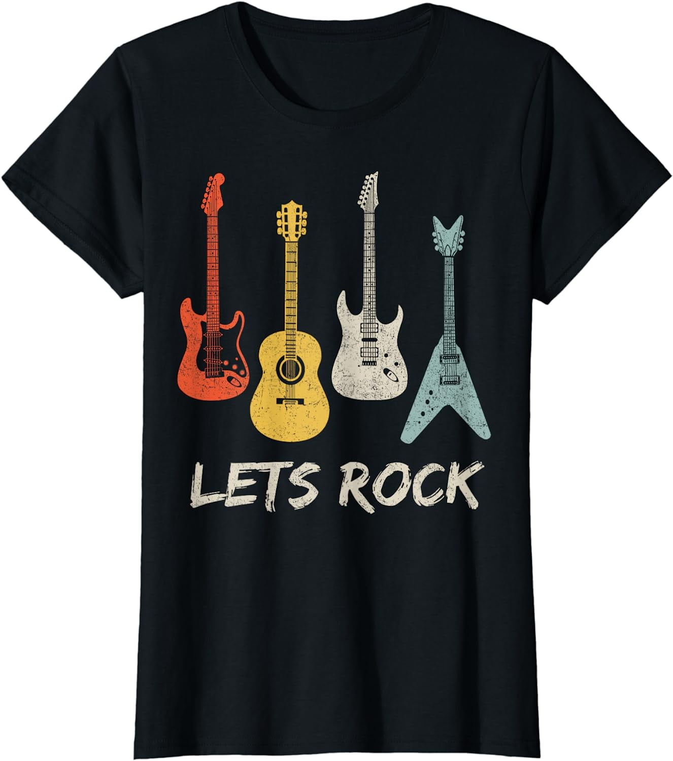 Lets Rock Rock n Roll Guitar Retro Gift Men Women Shirt T-Shirt ...