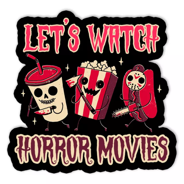Lets Watch Horror Movie Cute Popcorn Halloween Sticker Phone Decal ...