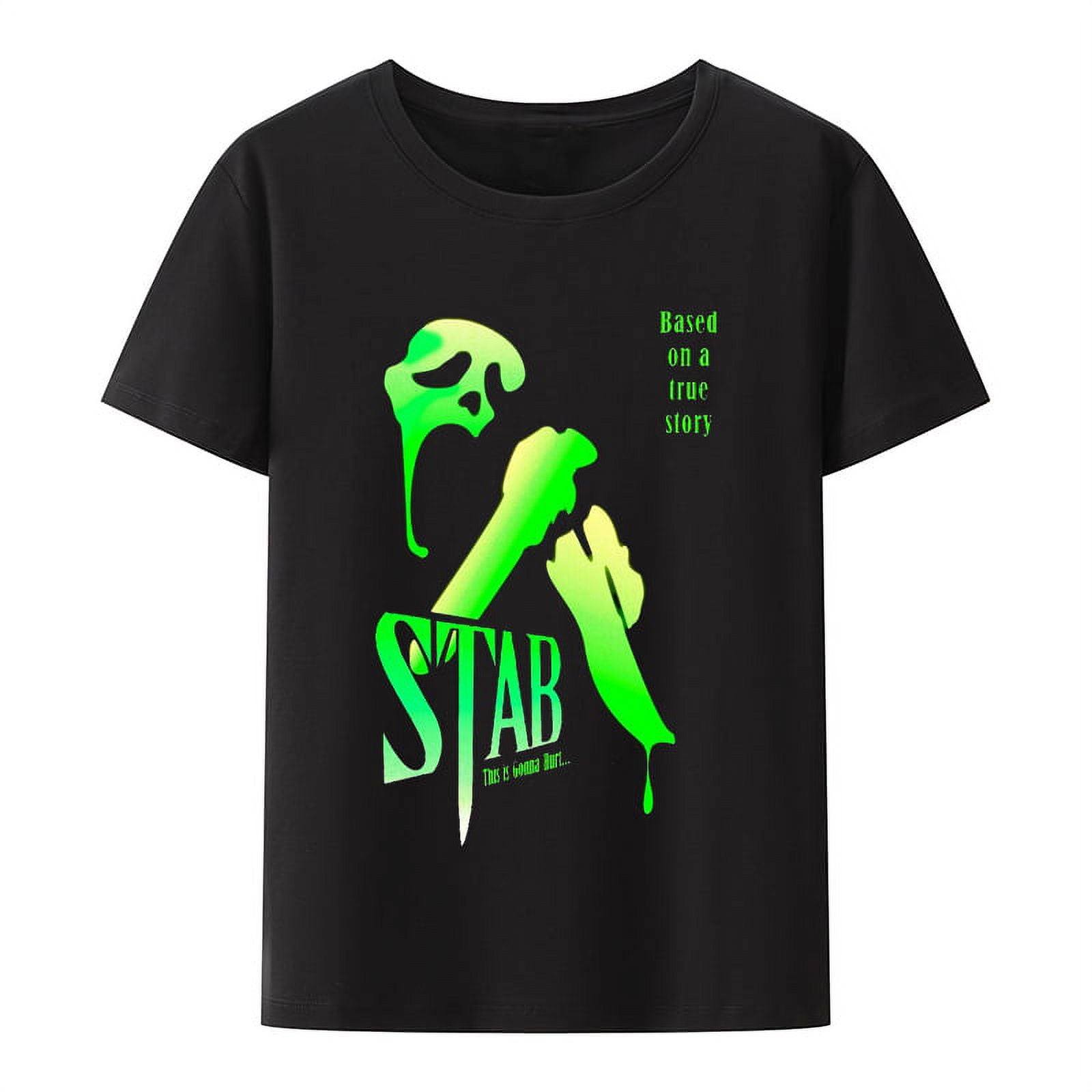 Lets Watch Scary Movies Scream Horror Halloween T-Shirt Gothic Tee Tops ...
