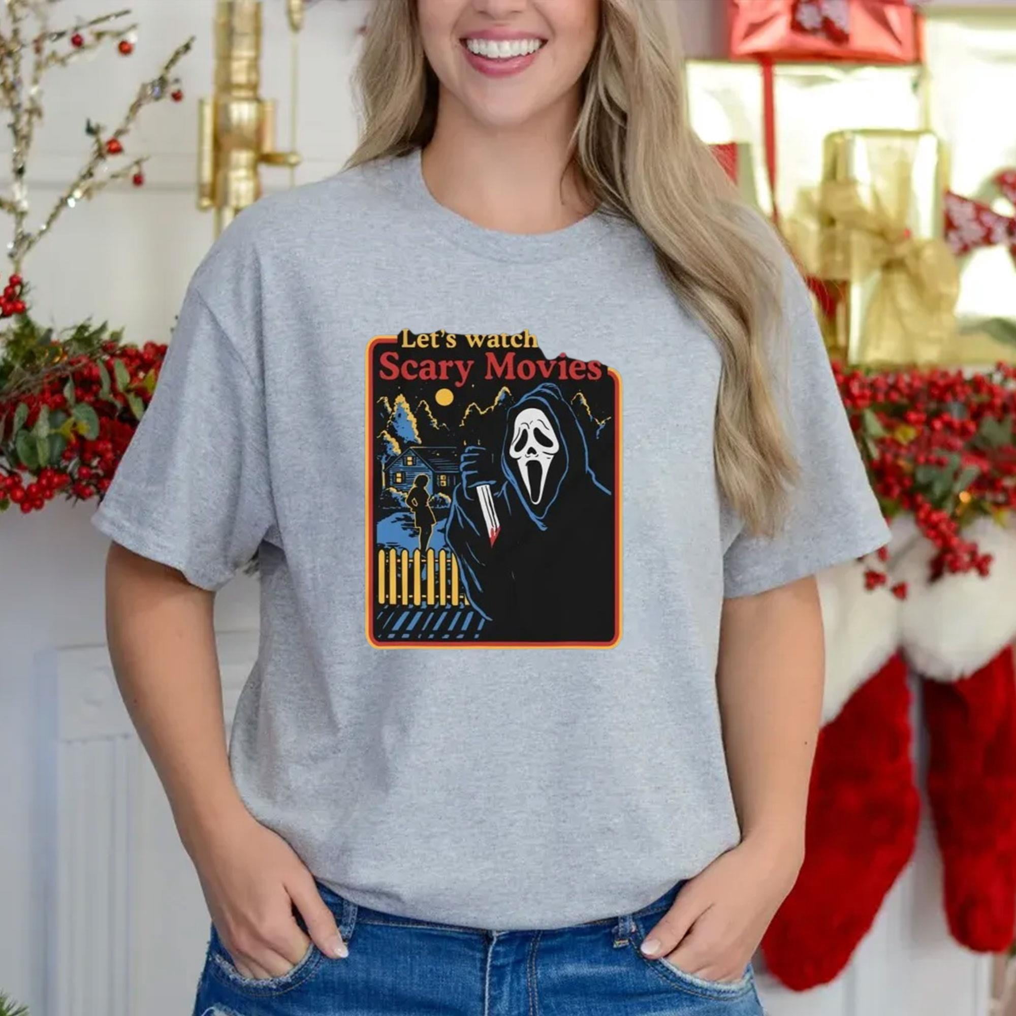 Lets Watch Scary Movies Shirt Ghostface Scream Ghost Face Halloween ...