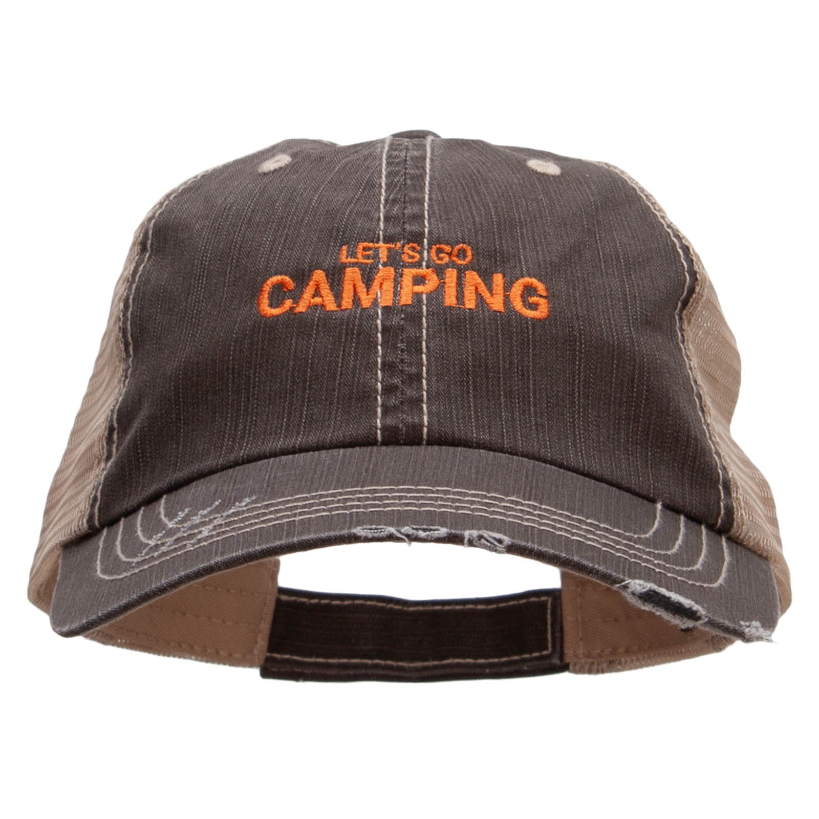 Lets go Camping Embroidered Low Profile Special Cotton Mesh Cap - Brown ...