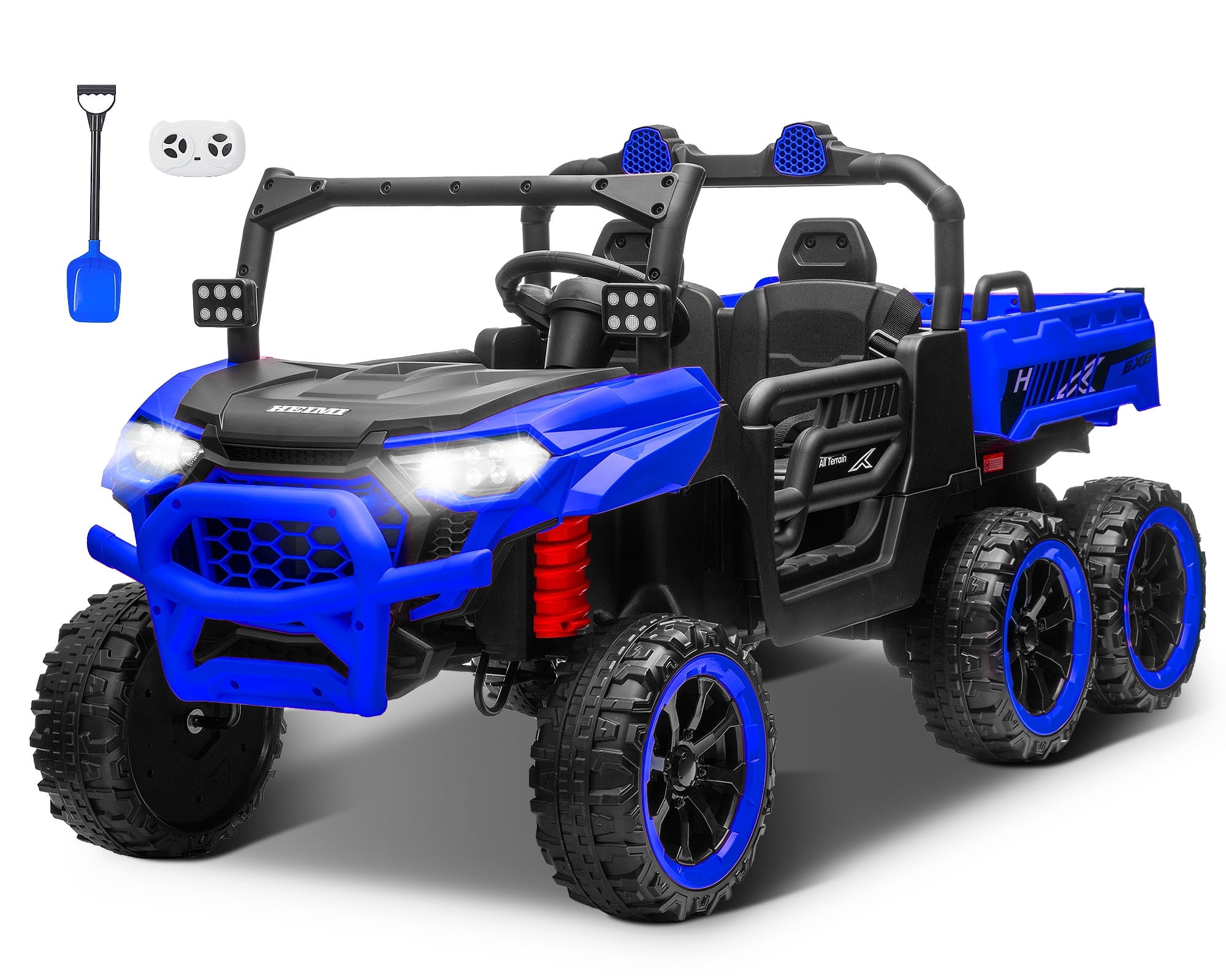 Letsgokid 24V 2-Seater Ride On Dump Truck with Remote Control, 4WD 6 ...
