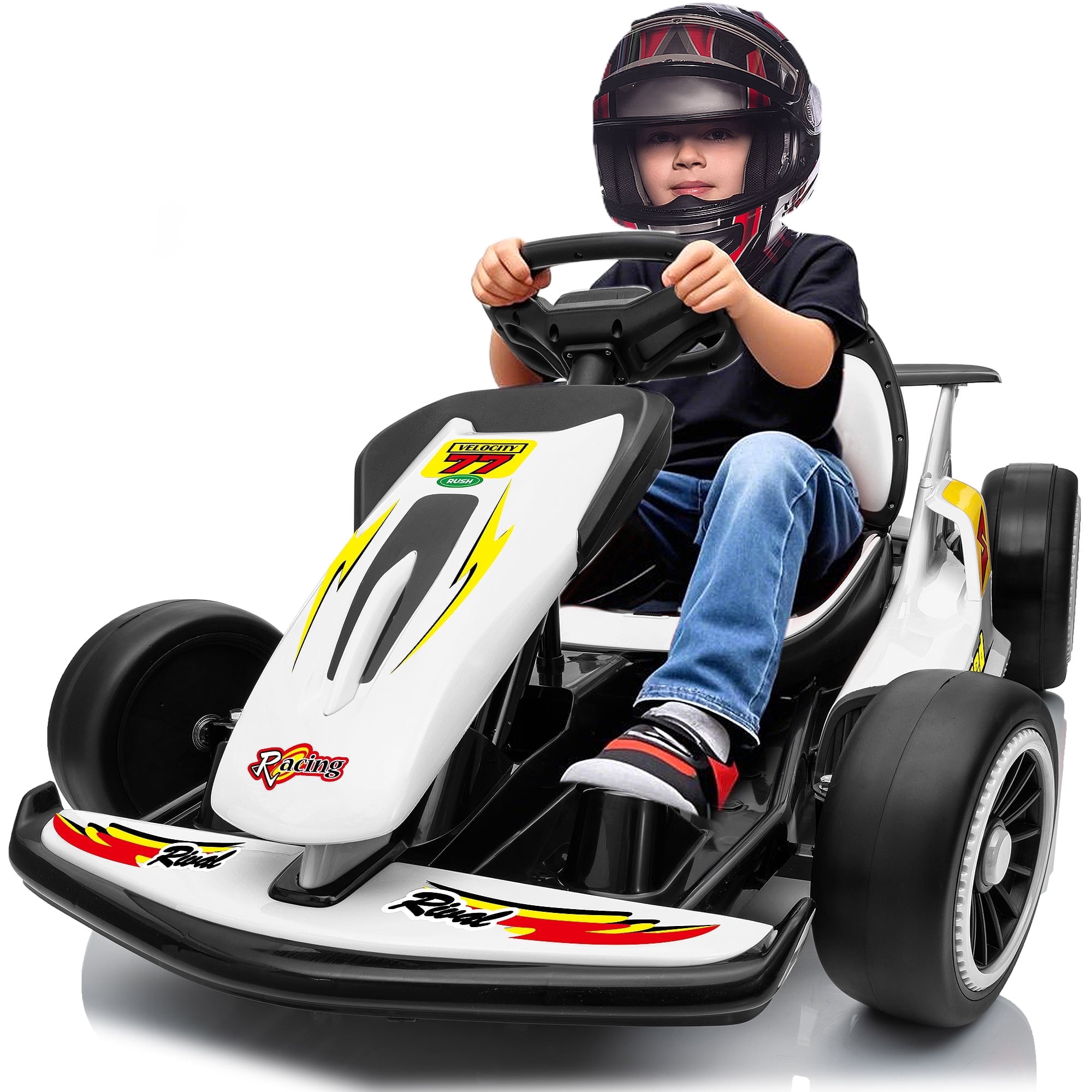 Letsgokid 24V Big Kids Electric Go Kart, 400W Fast Drift Kart with 4 ...