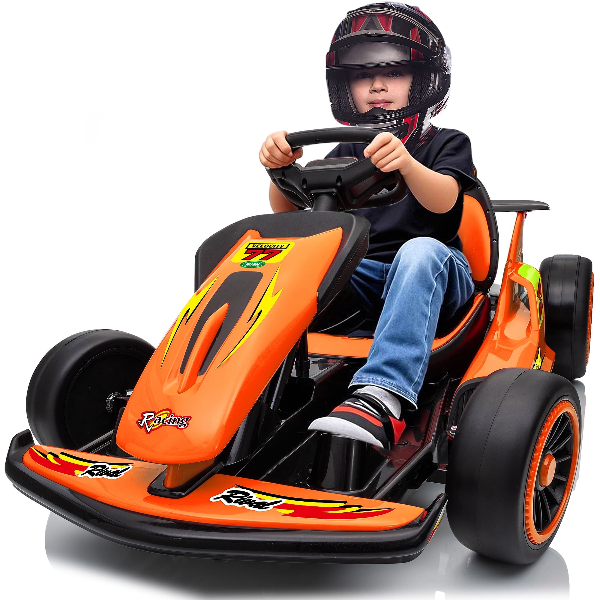 Letsgokid 24V Big Kids Electric Go Kart, 400W Fast Drift Kart with 4 ...
