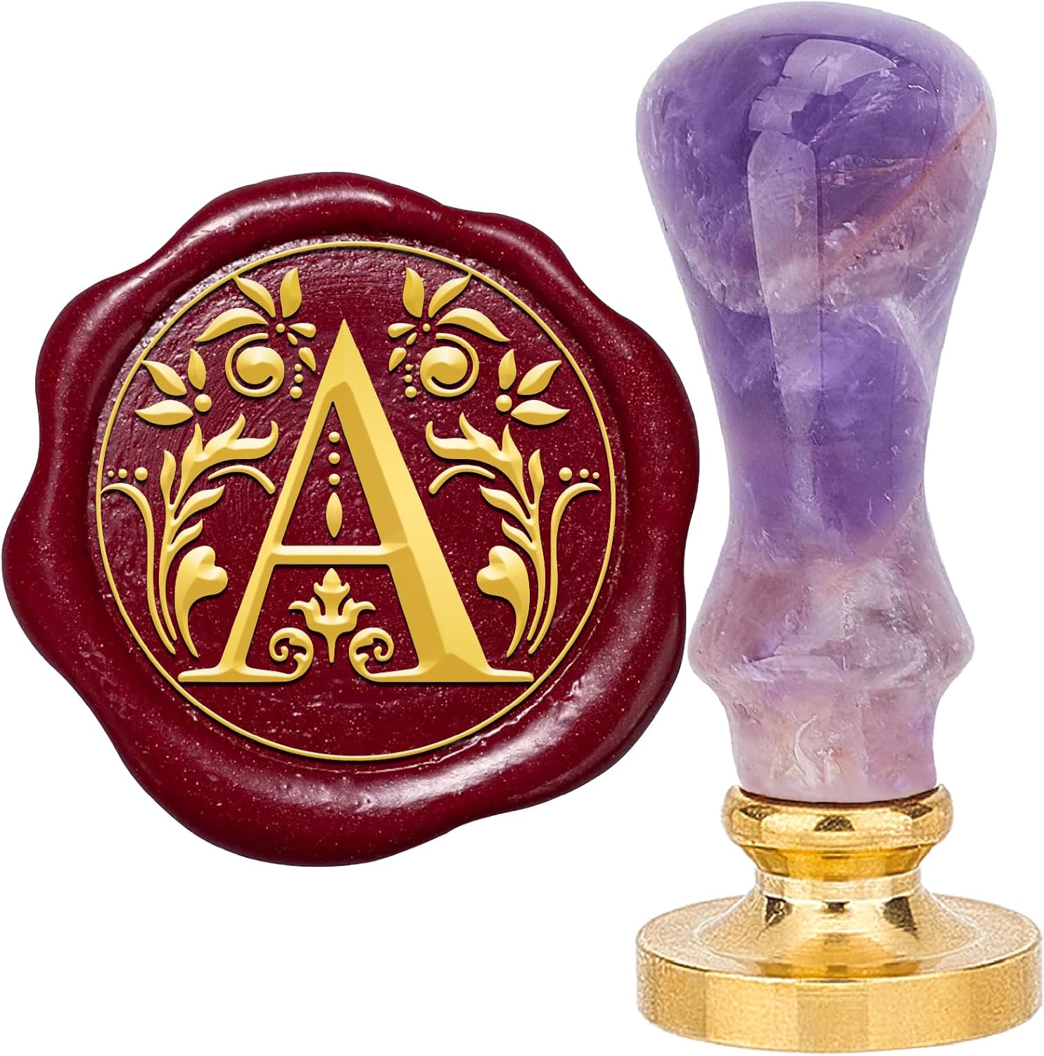 Letter A Amethyst Handle Wax Seal Stamp Retro Alphabet Initials Sealing Wax Stamp Vintage 26 ...