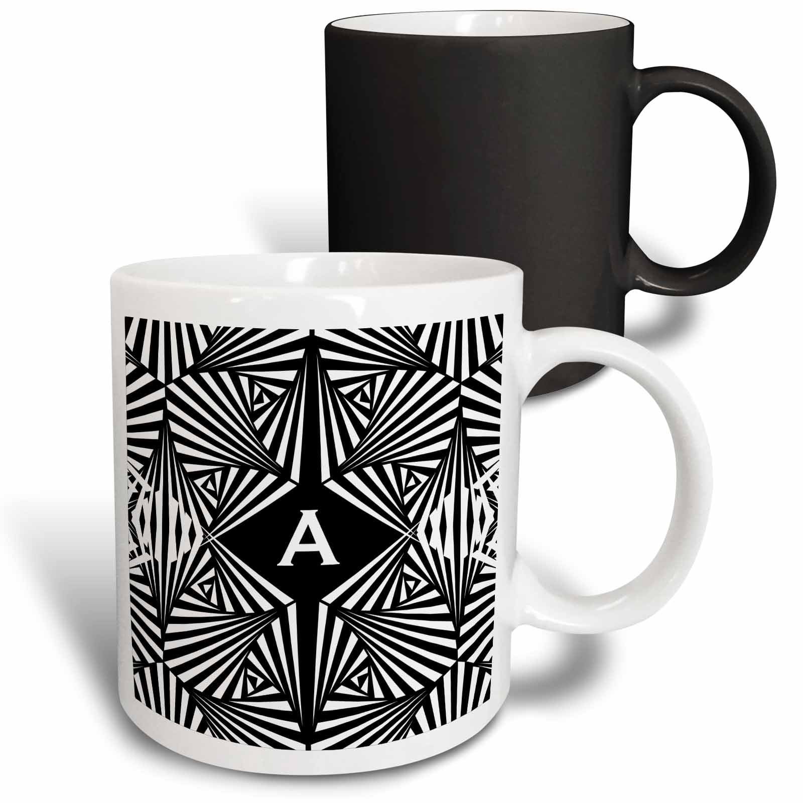 3drose, Letter A- Black and White Geometric Monogram, 11oz Magic ...