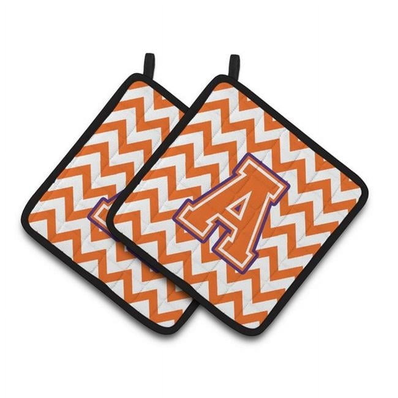Letter A Chevron Orange & Regalia Pair of Pot Holders - Walmart.com