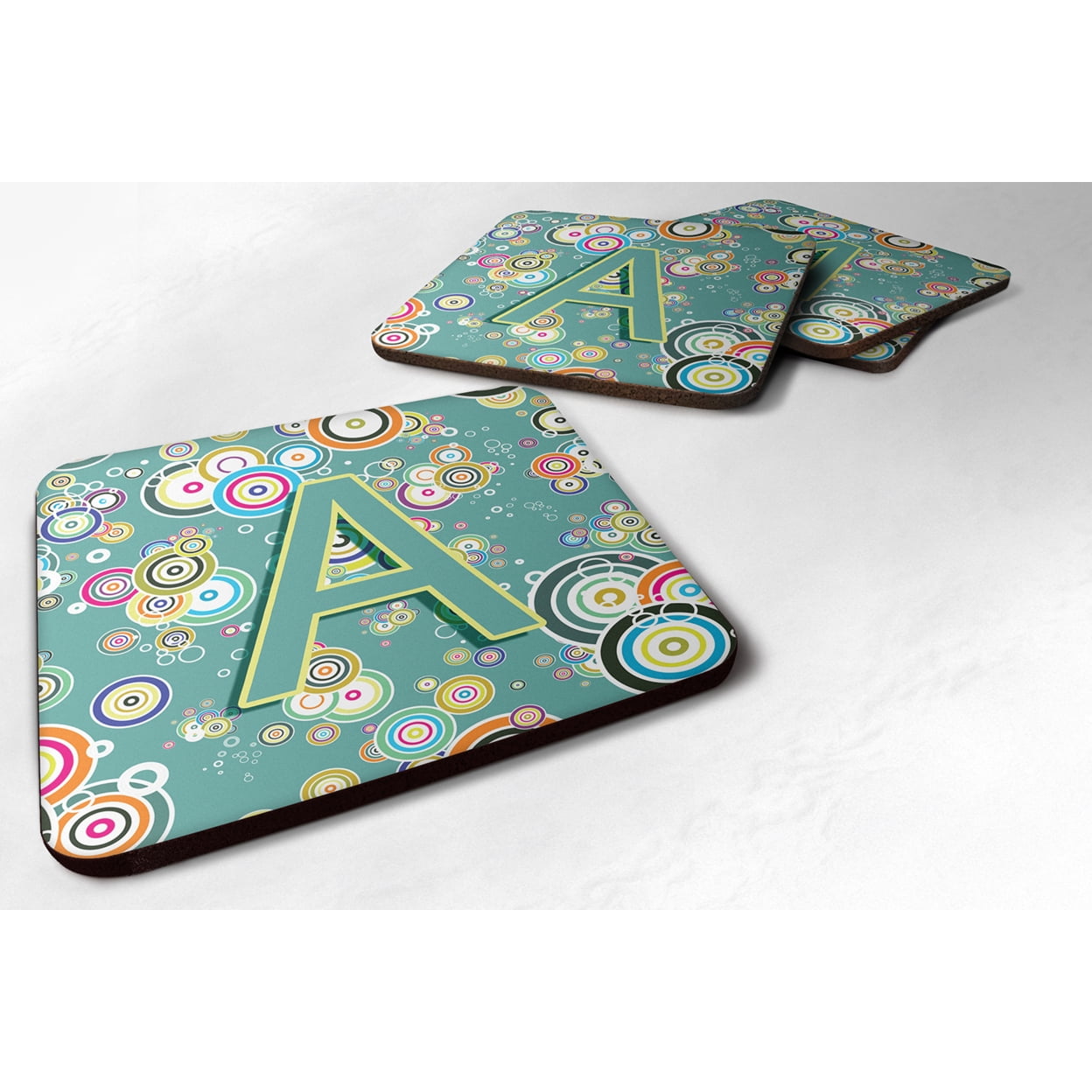Letter A Circle Circle Teal Initial Alphabet Foam Coaster Set of 4 ...
