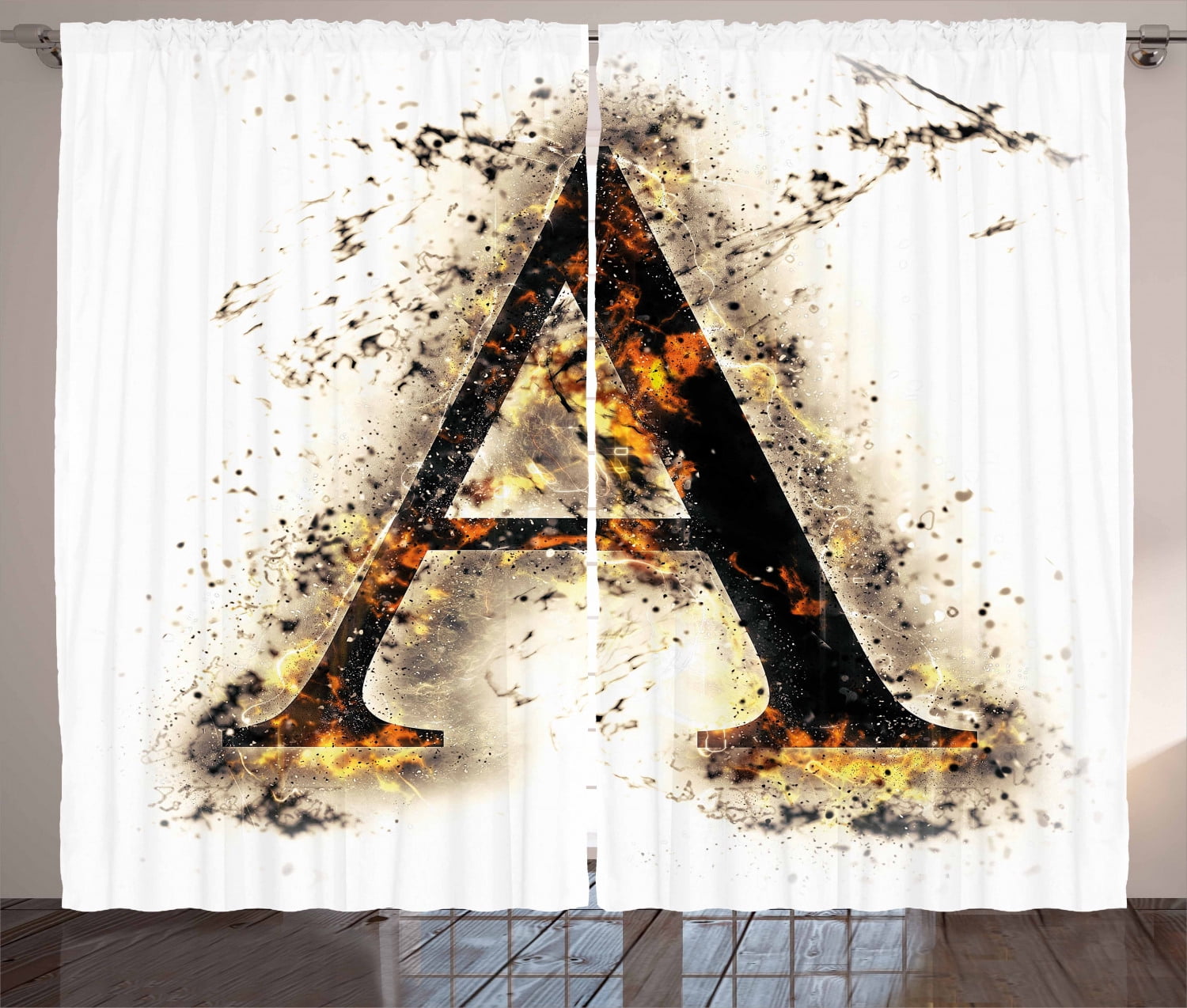 Ambesonne Letter a Curtains 2 Panel Set, Fiery First Letter, 108" x 108 ...