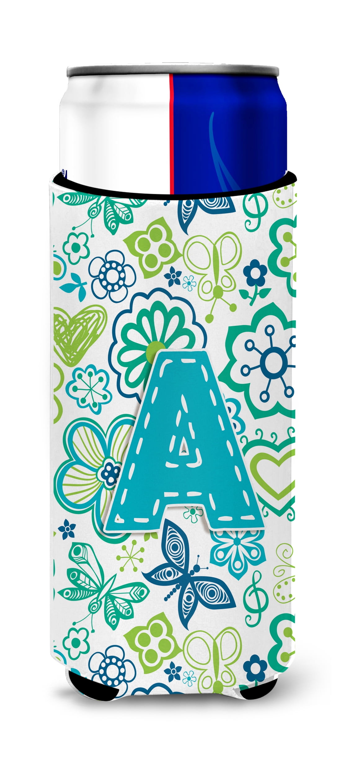 Caroline's Treasures CJ2006-AMUK Letter A Flowers and Butterflies Teal ...
