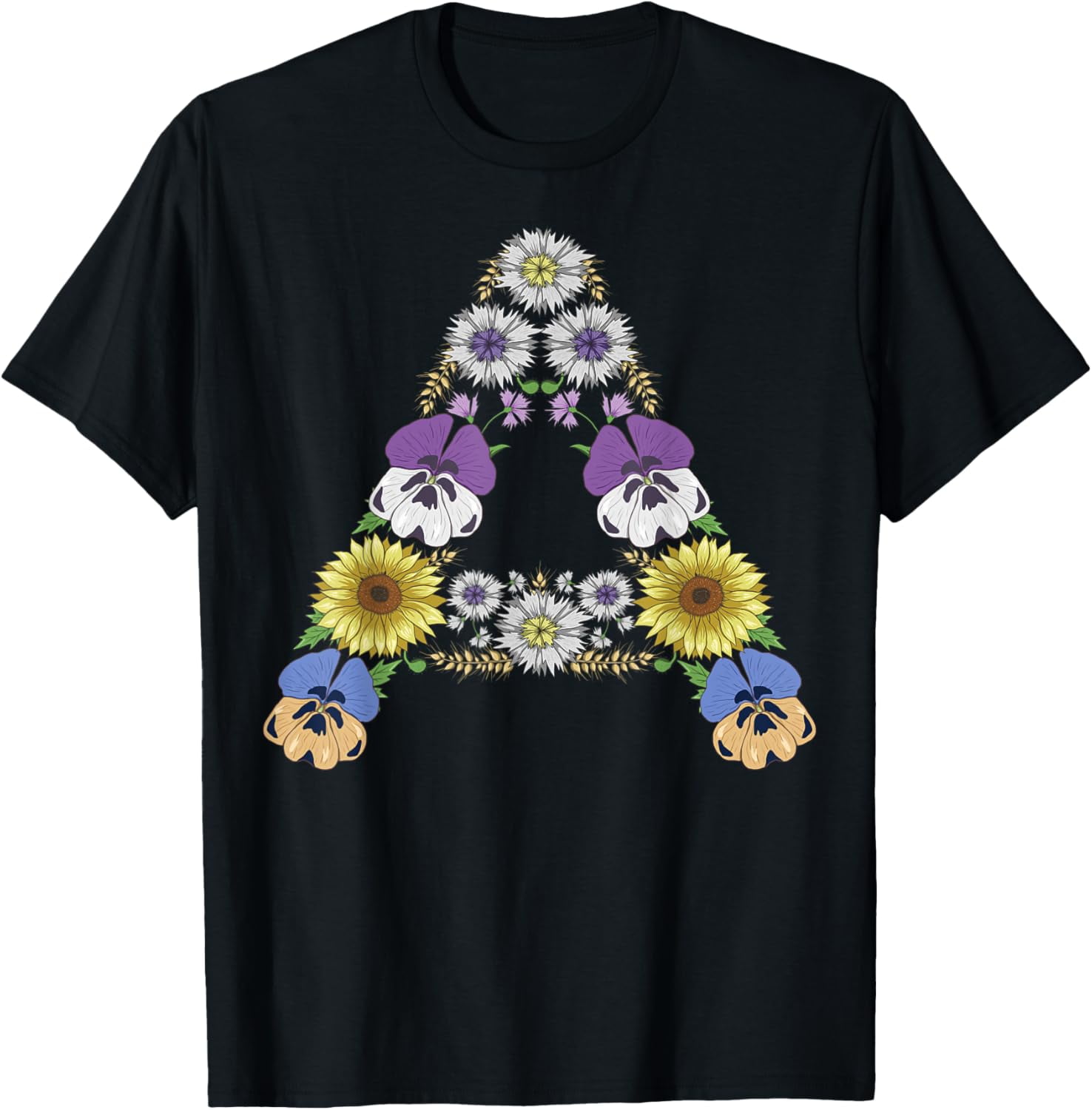 Letter A Initial Monogram Sunflower Floral Alphabet Letters T-Shirt men ...