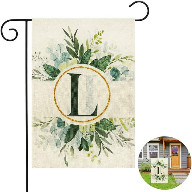 Letter A-Z Garden Flag, 12x18 Inch Linen Double Sided Garden Flags for ...