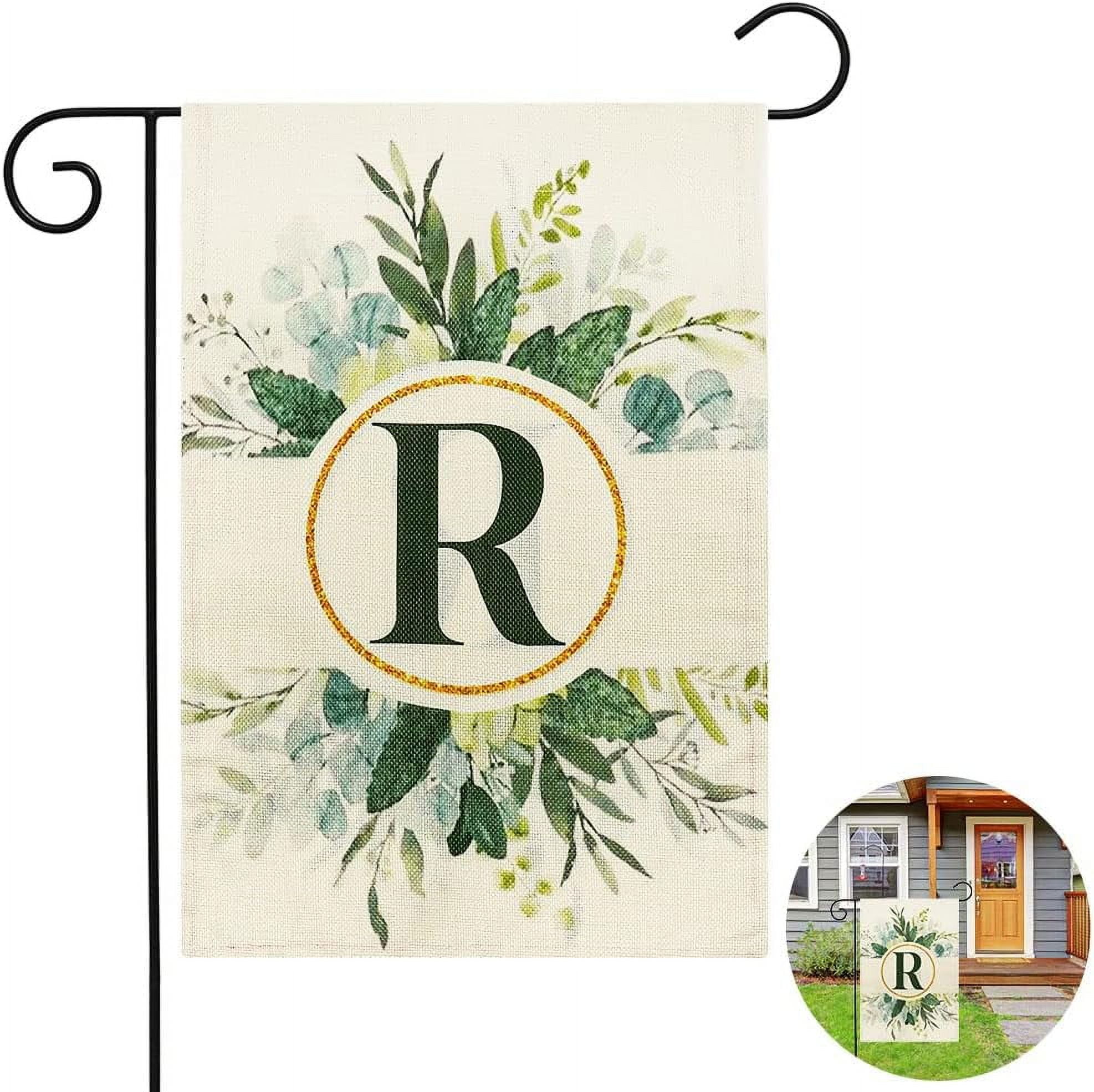 Letter A-Z Garden Flag, 12x18 Inch Linen Double Sided Garden Flags for ...