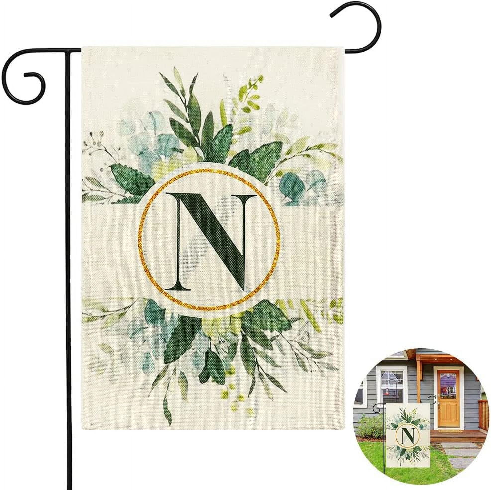 Letter A-Z Garden Flag, 12x18 Inch Linen Double Sided Garden Flags for ...