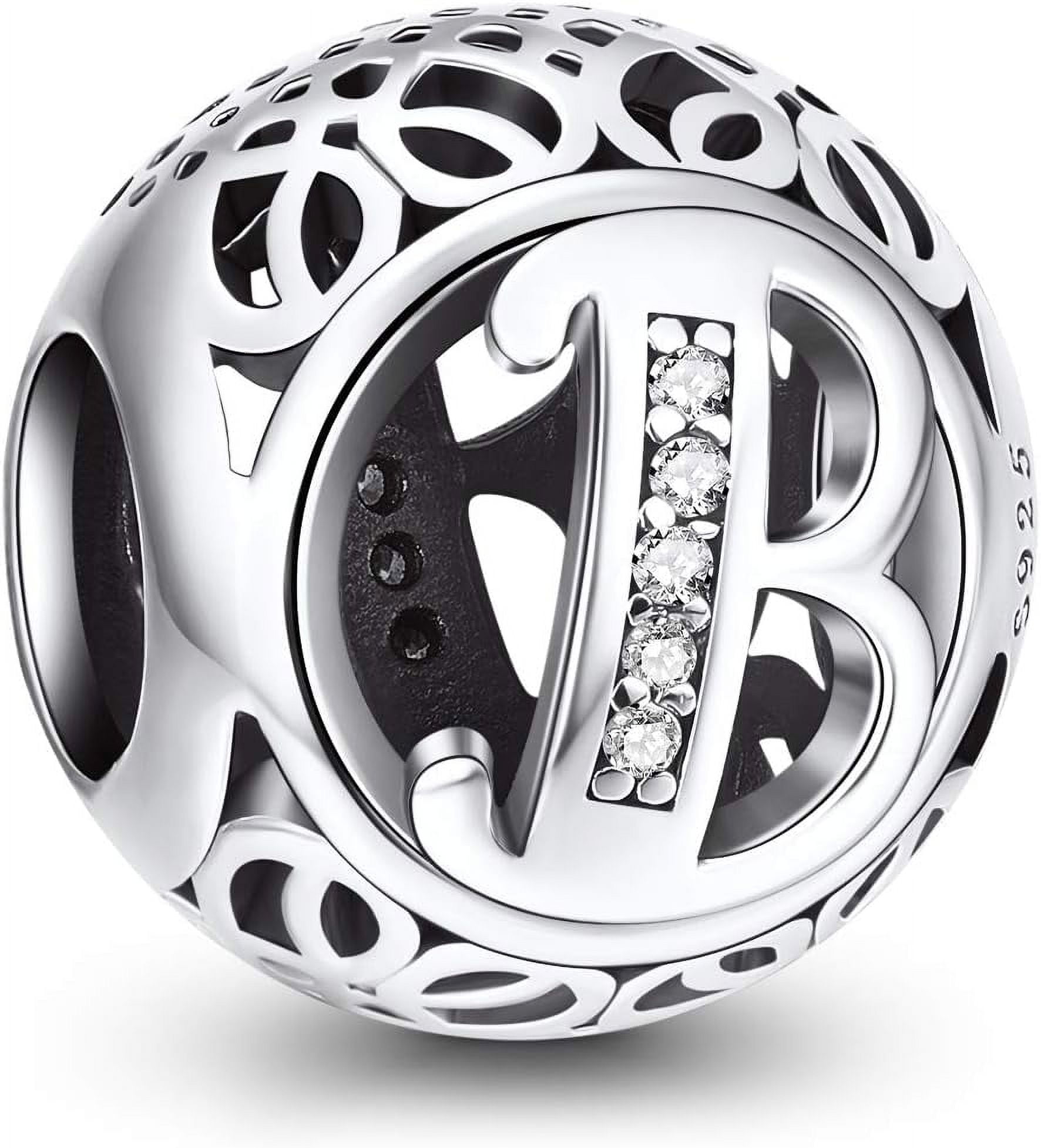Letter Alphabet Charm 925 Sterling Silver A-Z Initial Beads Fits Women ...