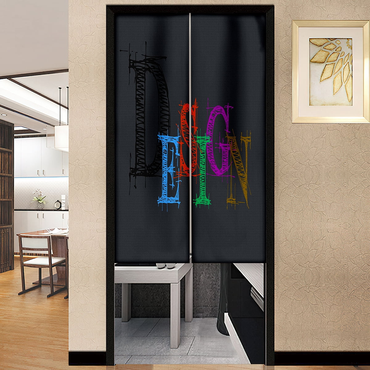 Letter Art Typography Door Curtain No Punching Divider Hotel Room ...