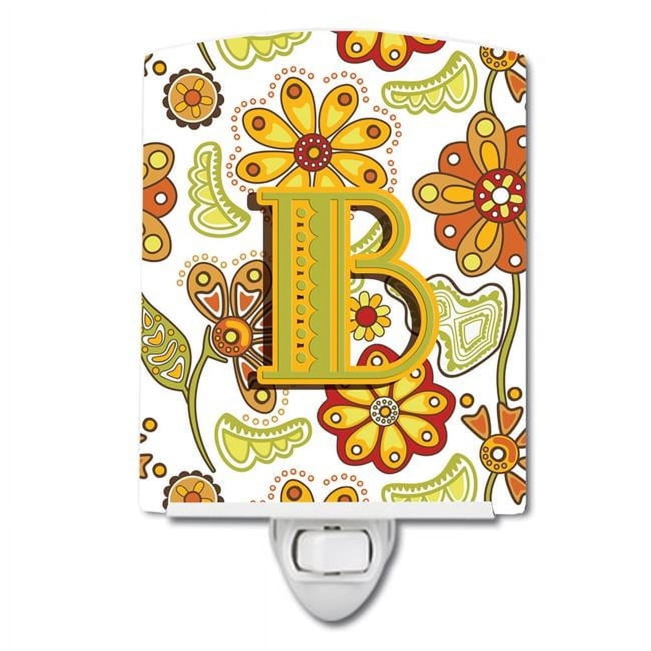 Letter B Floral Mustard & Green Ceramic Night Light - Walmart.com