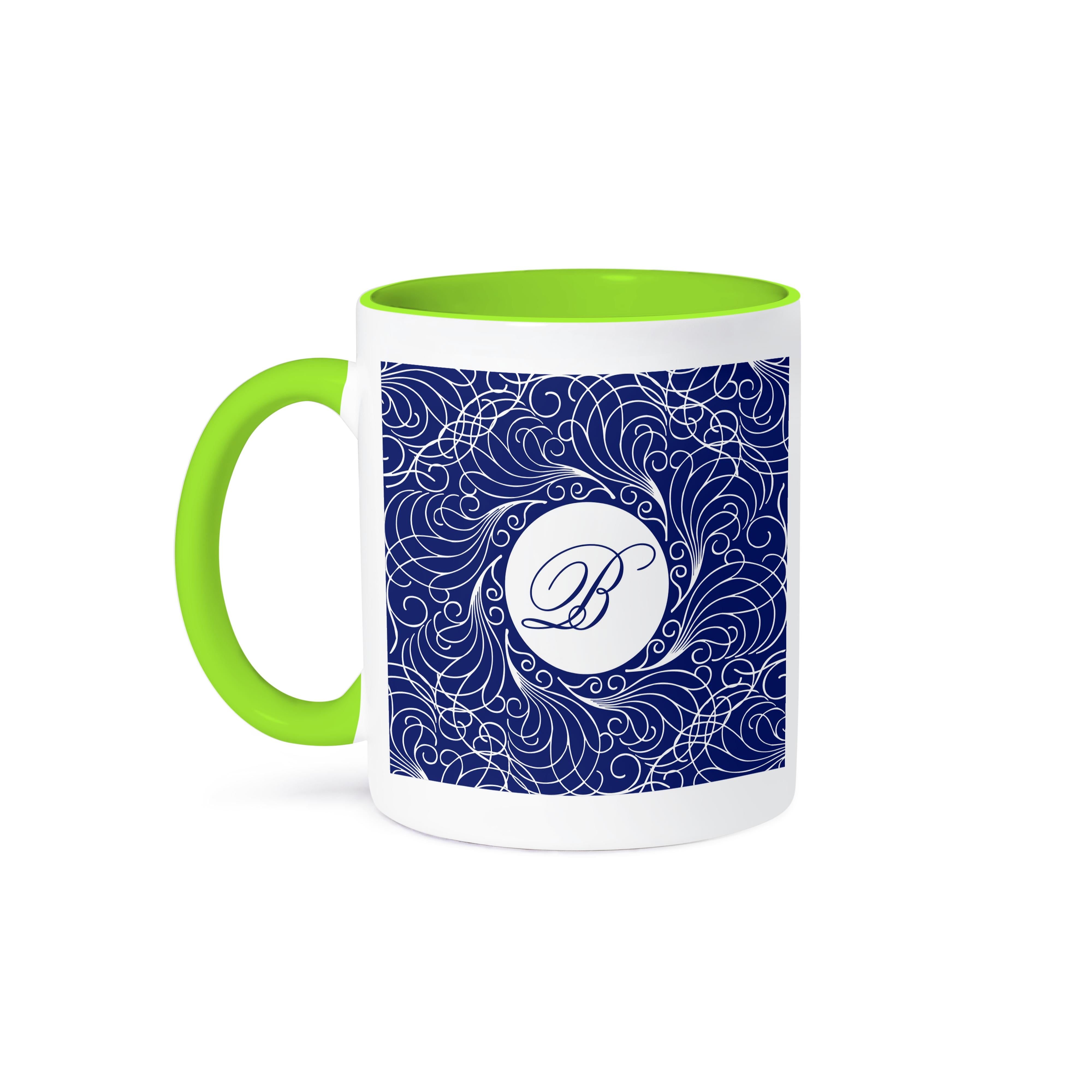 Letter B- Girly Swirly Monogram With Graceful Curves In Blue And White ...