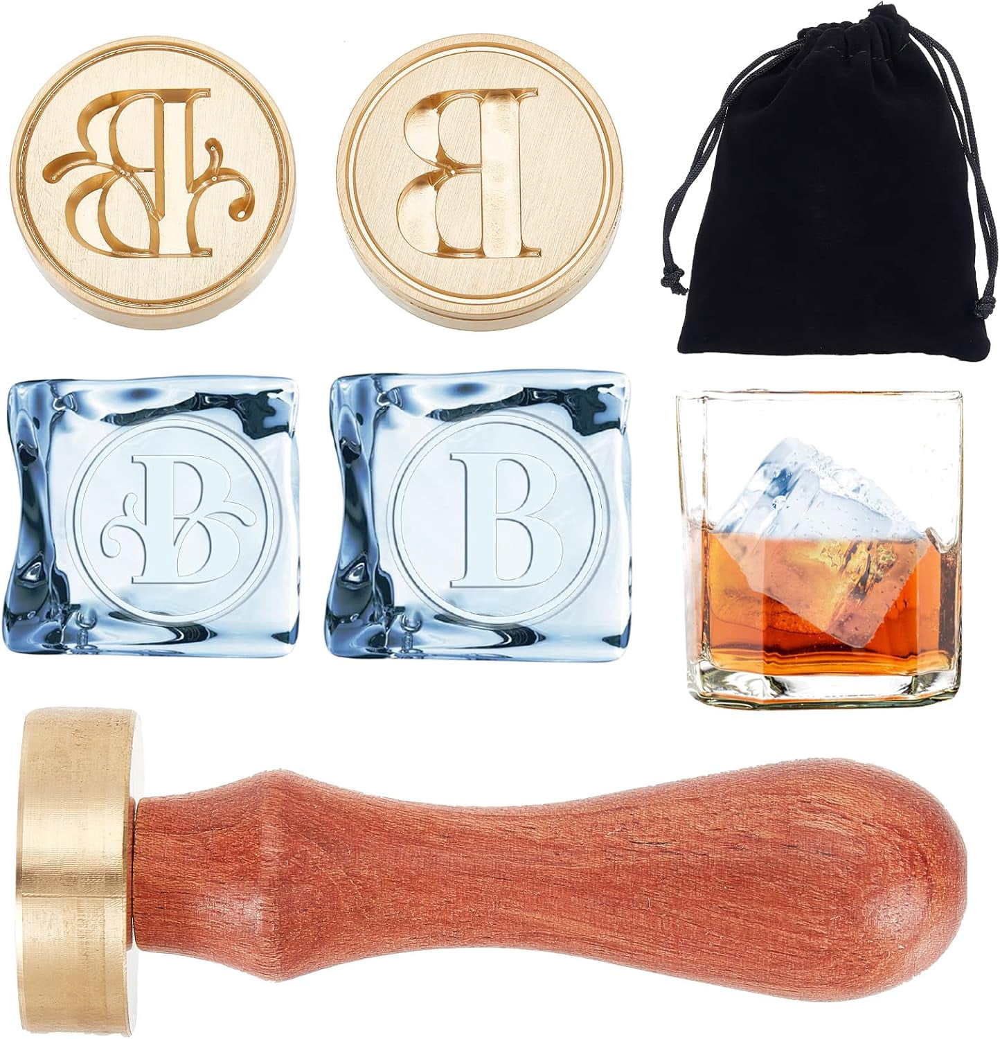 Letter B Ice Stamp Ice Cube Stamp with 2 Style Initial Removable Brass ...