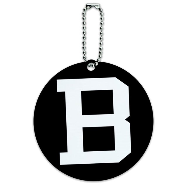 Letter B Initial Black White Round Luggage ID Tag Card for Suitcase or ...