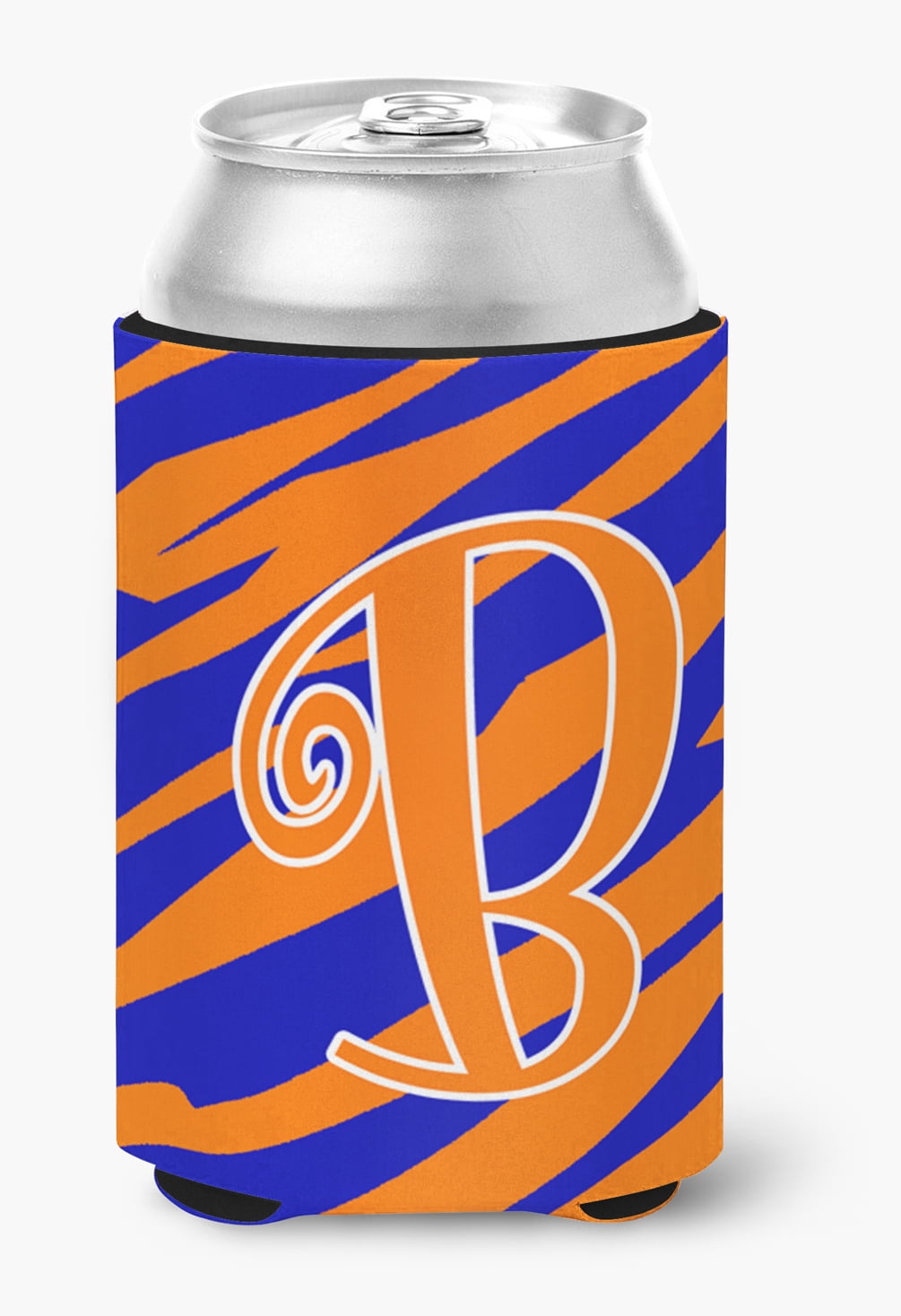 Letter B Initial Tiger Stripe Blue and Orange Can or Bottle Hugger ...