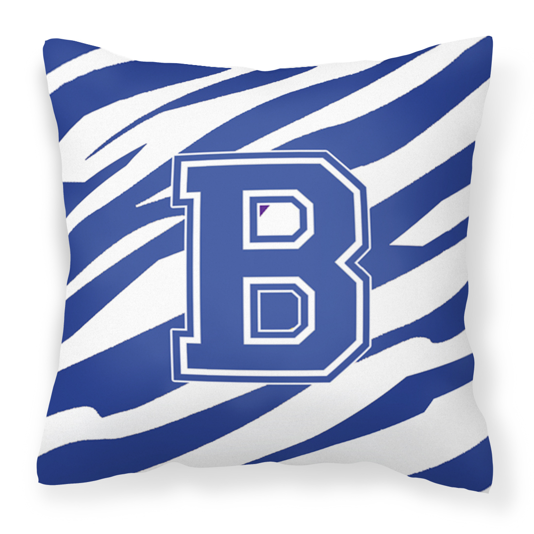 Letter B Initial Tiger Stripe Blue and White Fabric Decorative Pillow ...