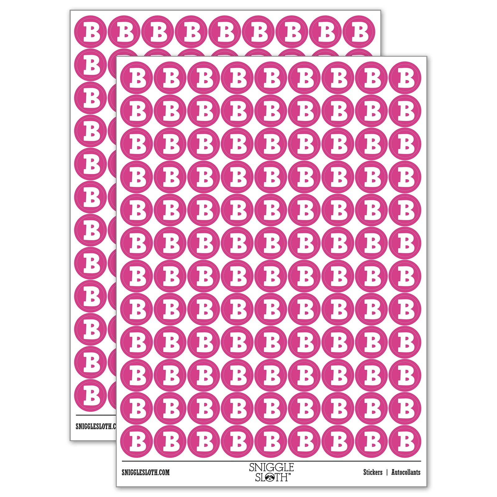 Letter B Uppercase Fun Bold Font 200+ Round Stickers - Hot Pink - Gloss ...