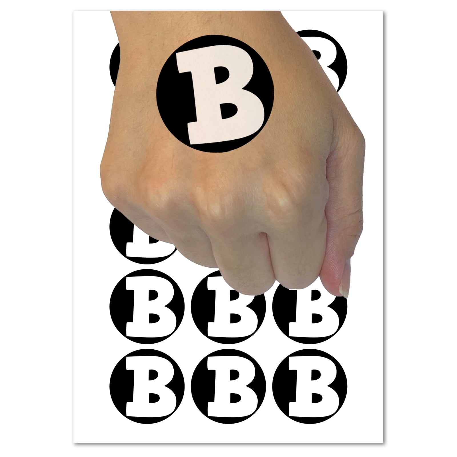 Letter B Uppercase Fun Bold Font Water Resistant Temporary Tattoo Set ...