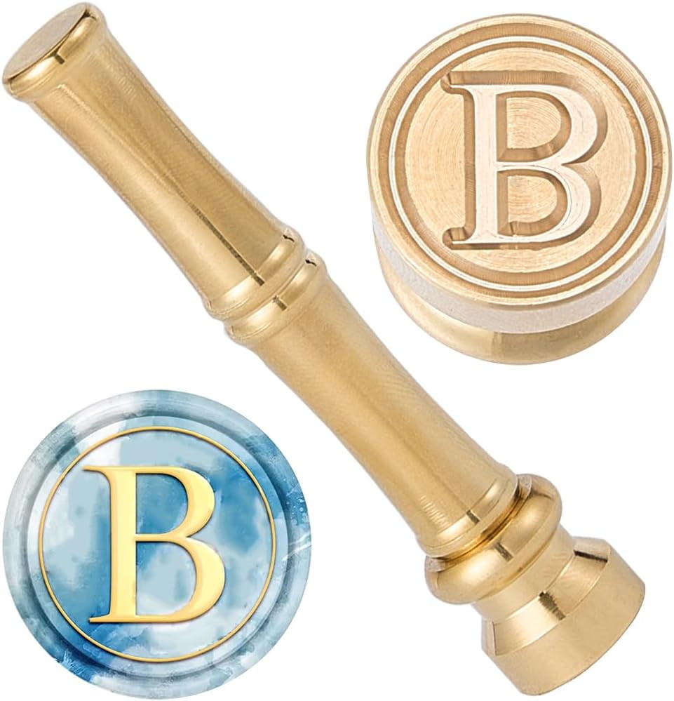 Letter B Wax Seal Stamp Alphabet Sealing Wax Stamps 15mm Golden Metal ...