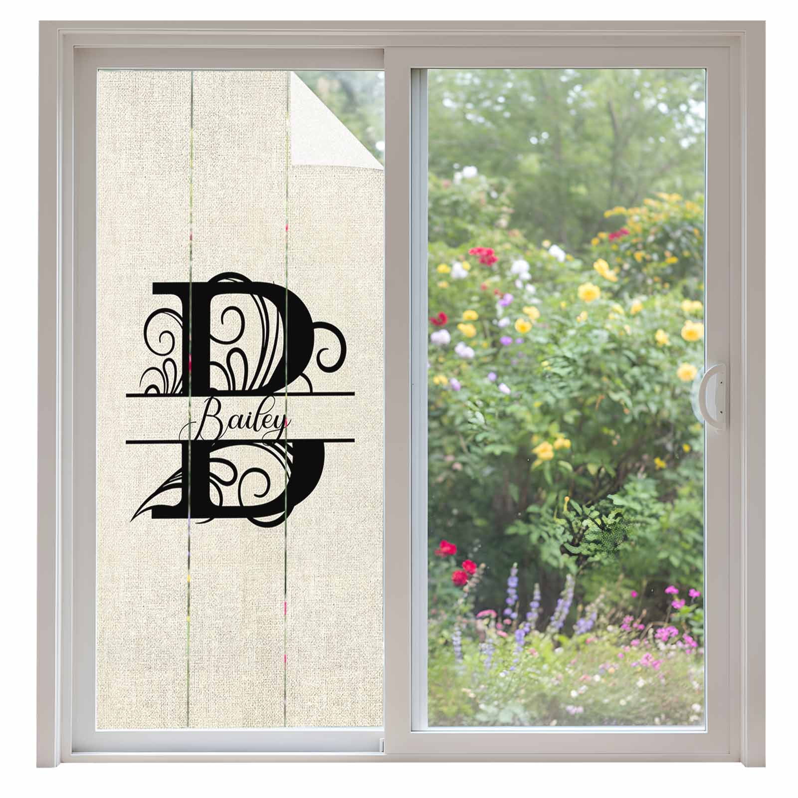 Letter B Window Privacy Film, Monogram Words Static Cling UV Sun ...