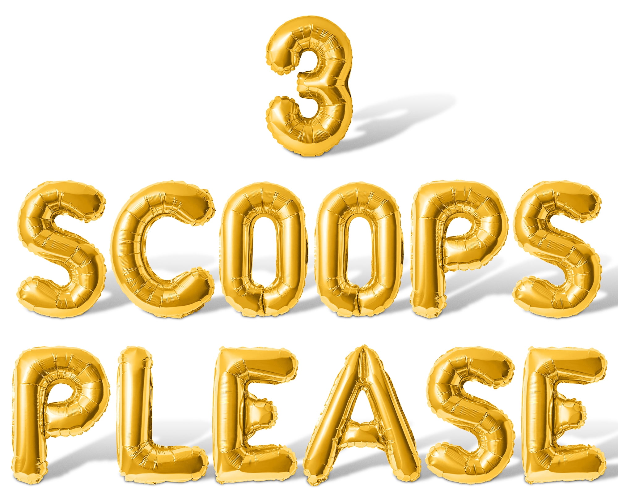 Letter Balloons - 3 SCOOPS PLEASE 16" Inch Alphabet Letters Foil Mylar ...