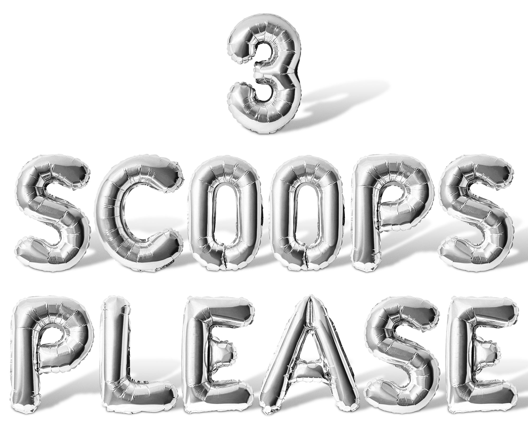 Letter Balloons - 3 SCOOPS PLEASE 16" Inch Alphabet Letters Foil Mylar ...