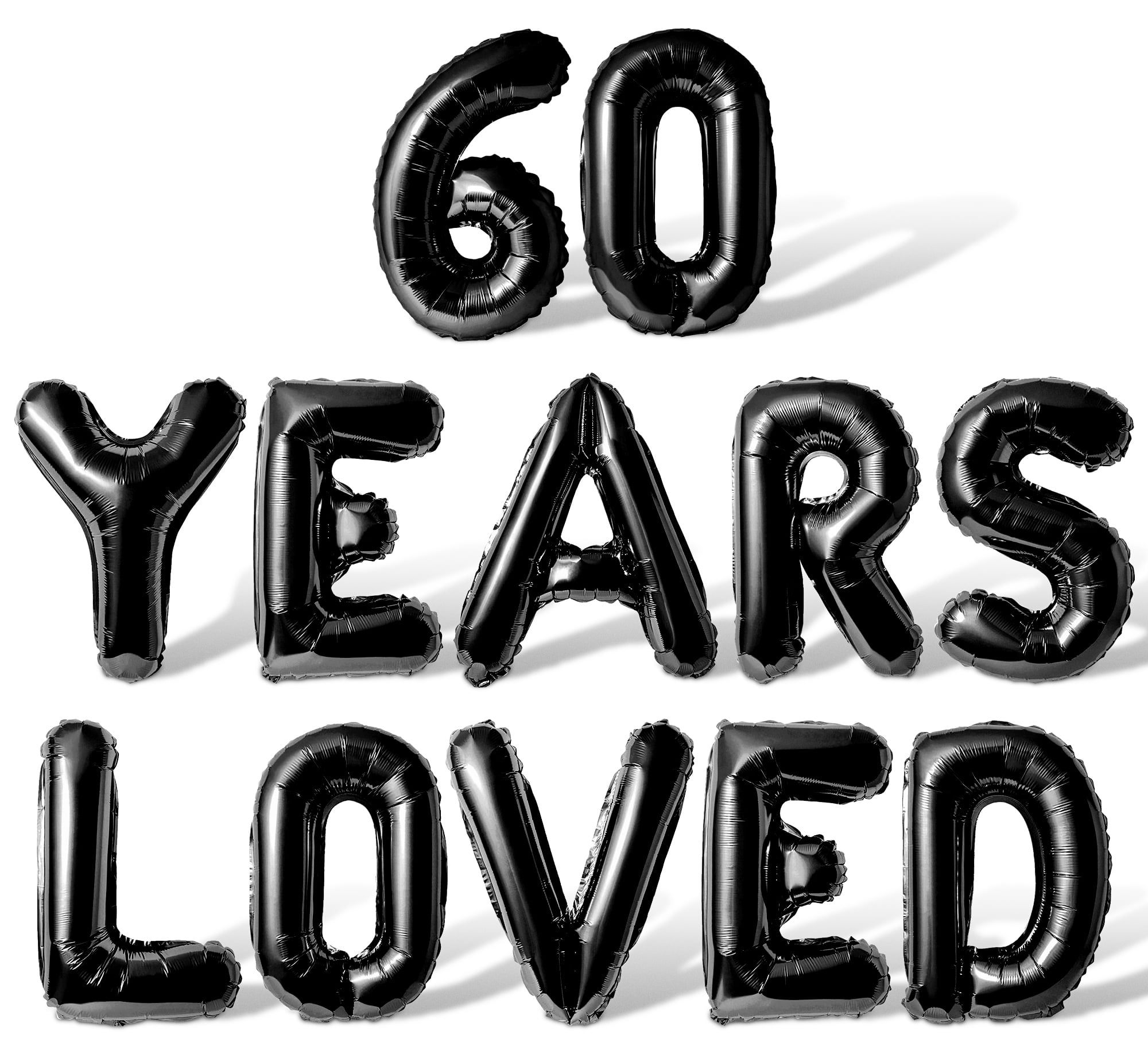 Letter Balloons - 60 YEARS LOVED 16" Inch Alphabet Letters Foil Mylar ...