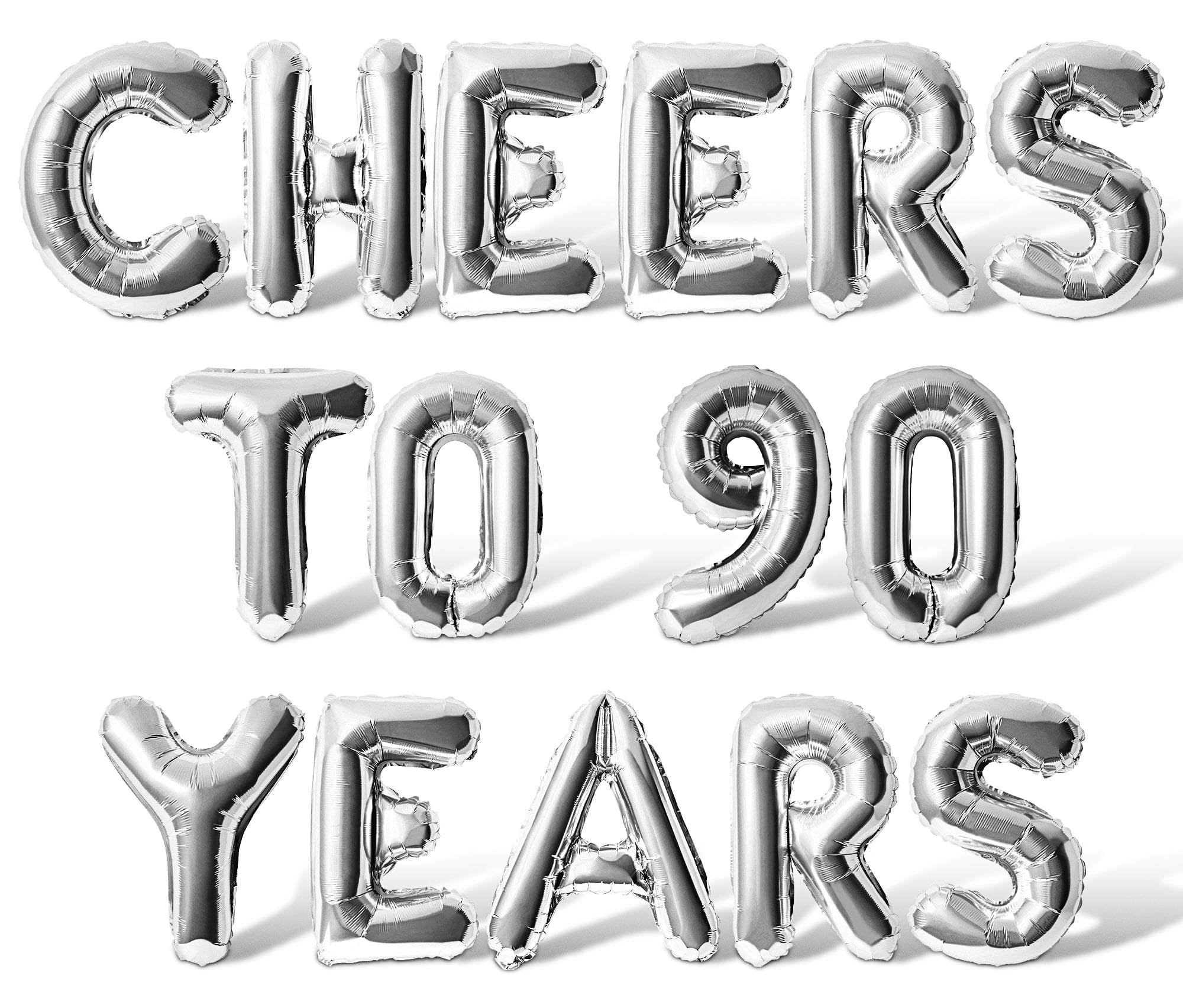 Letter Balloons - CHEERS TO 90 YEARS 16" Inch Alphabet Letters Foil ...