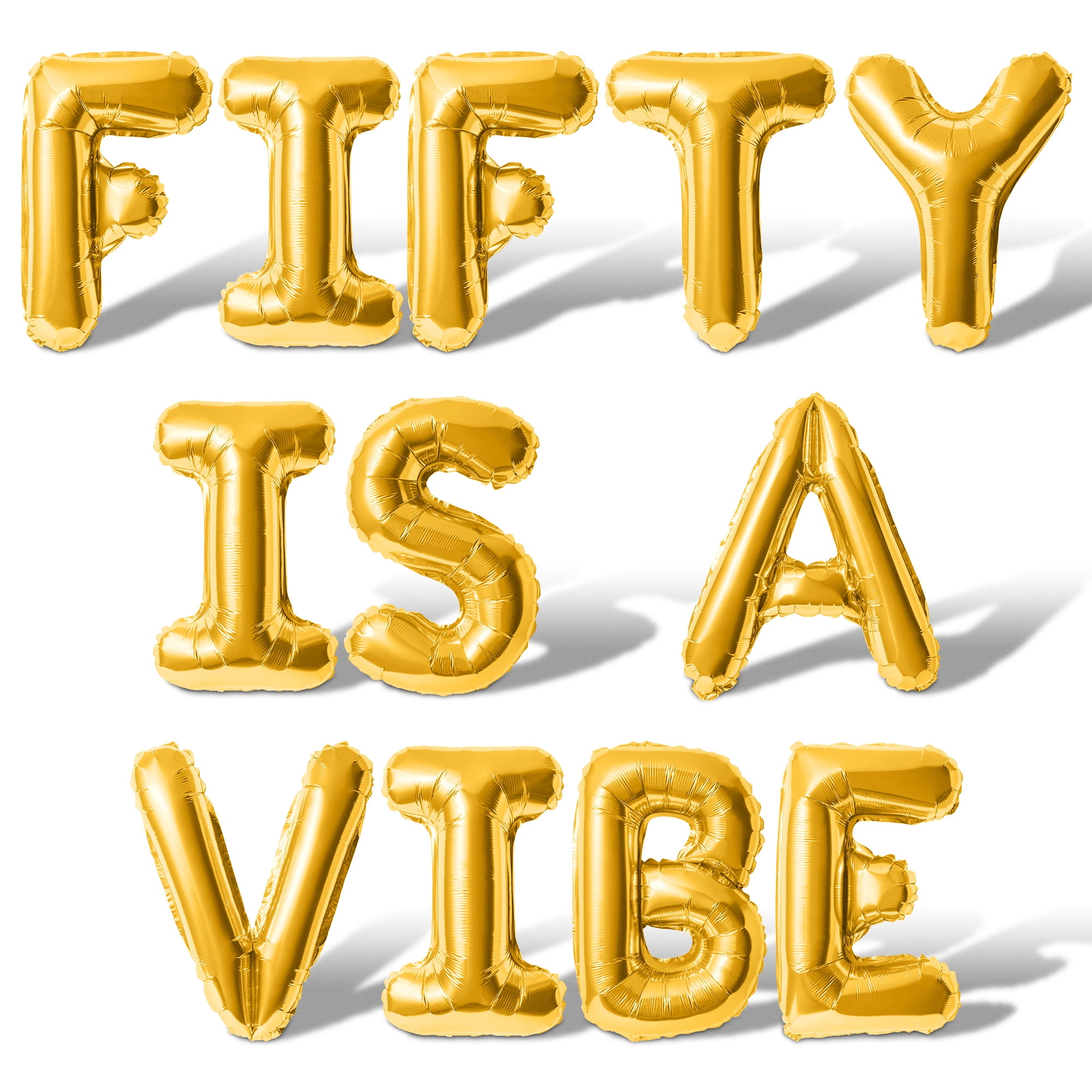 Letter Balloons - FIFTY IS A VIBE 16" Inch Alphabet Letters Foil Mylar ...