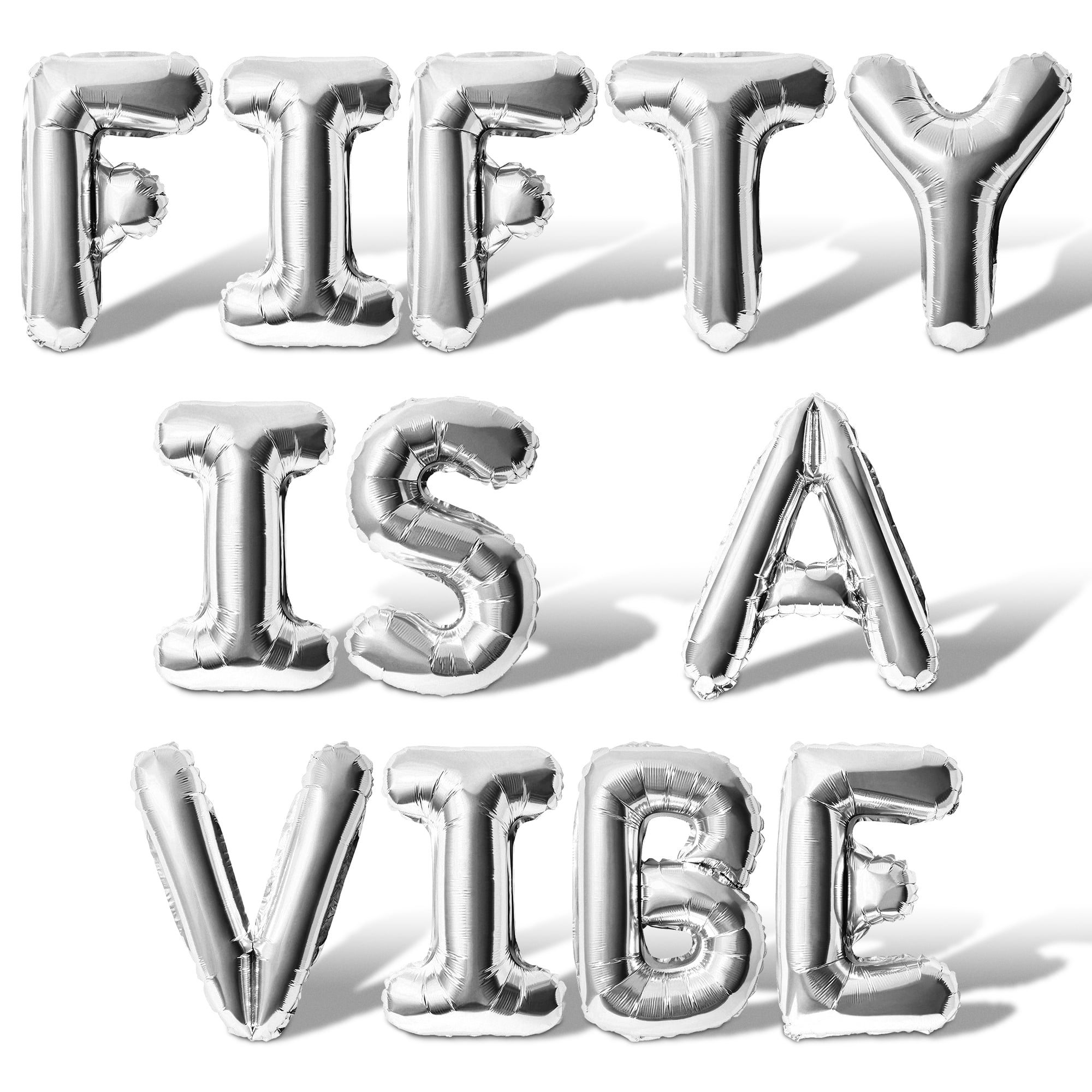 Letter Balloons - FIFTY IS A VIBE 16" Inch Alphabet Letters Foil Mylar ...