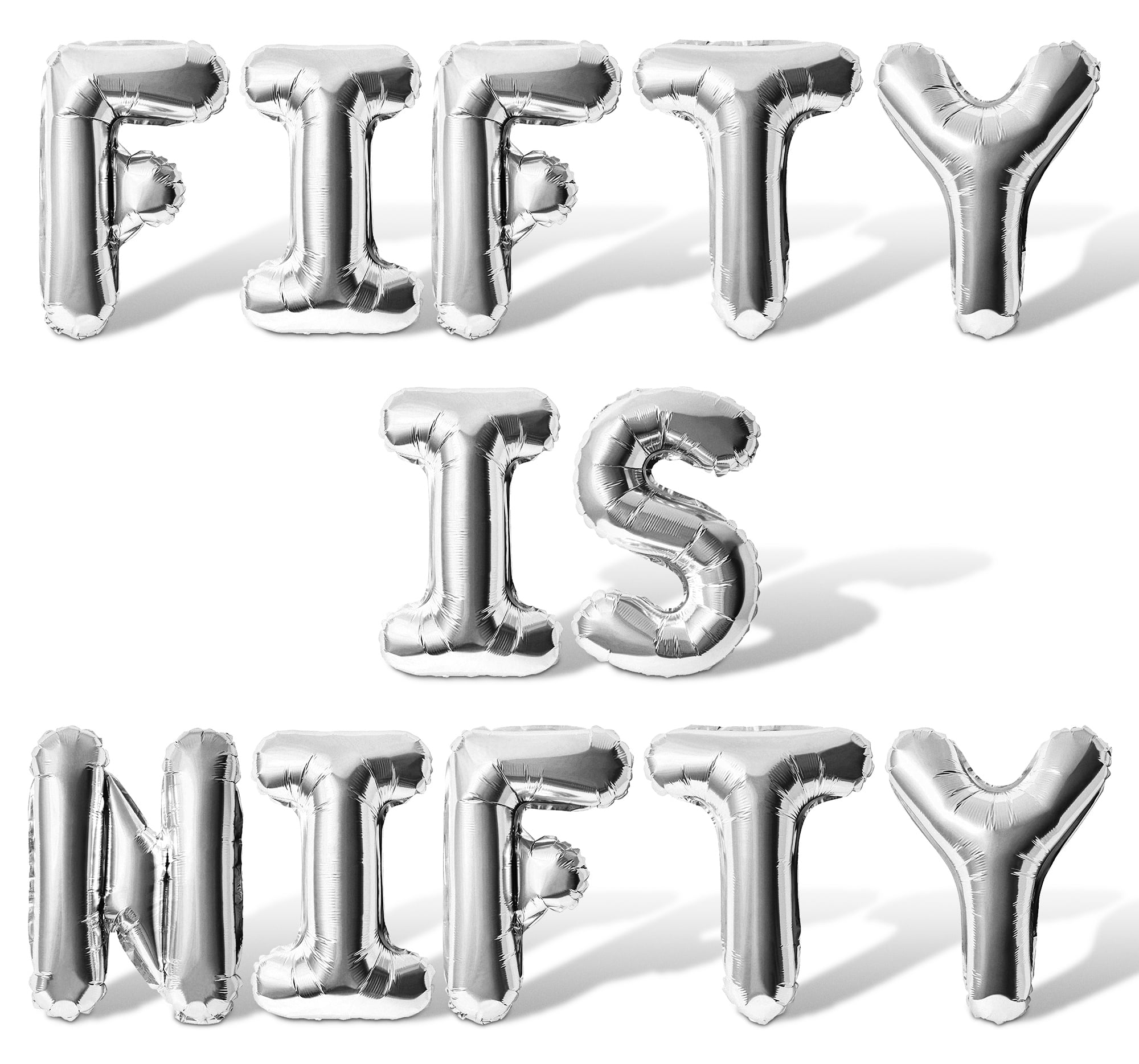 Letter Balloons - FIFTY IS NIFTY 16" Inch Alphabet Letters Foil Mylar ...